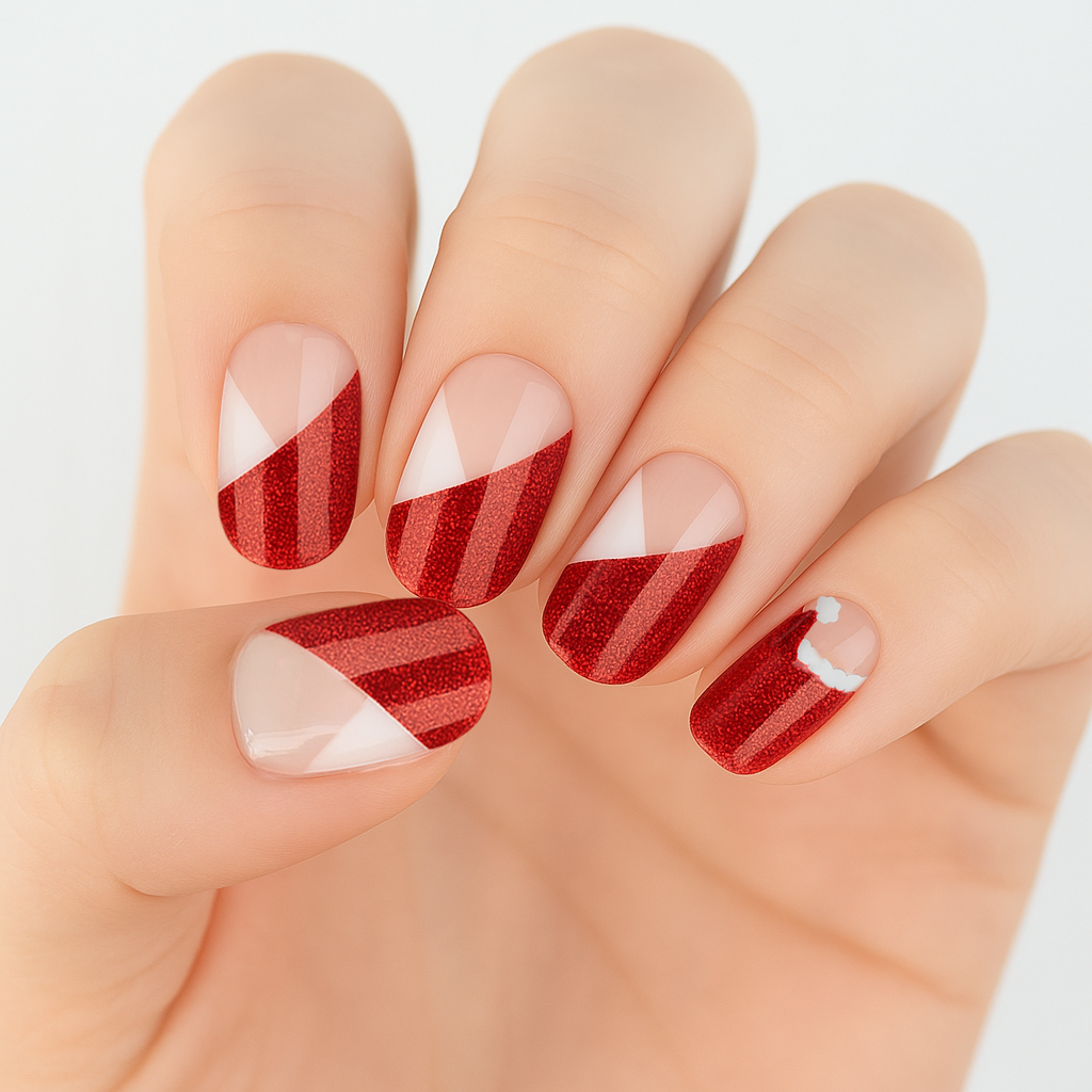 Christmas French Tips Gel Nail Sticker Kit – Sunday Nails